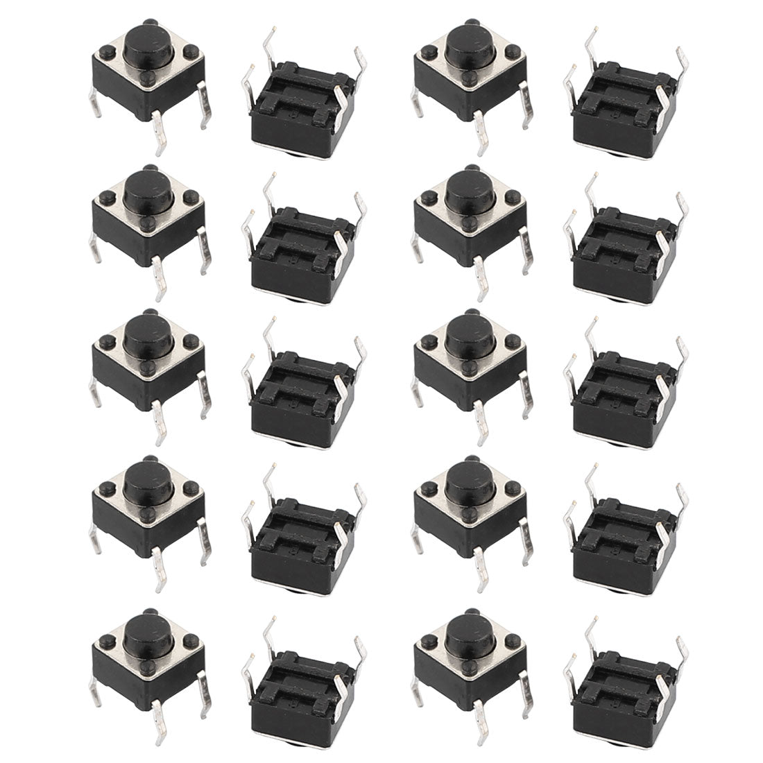 Uxcell 20Pcs 4 Pins Square 6mmx6mmx5mm High Temperature Mini Push ...