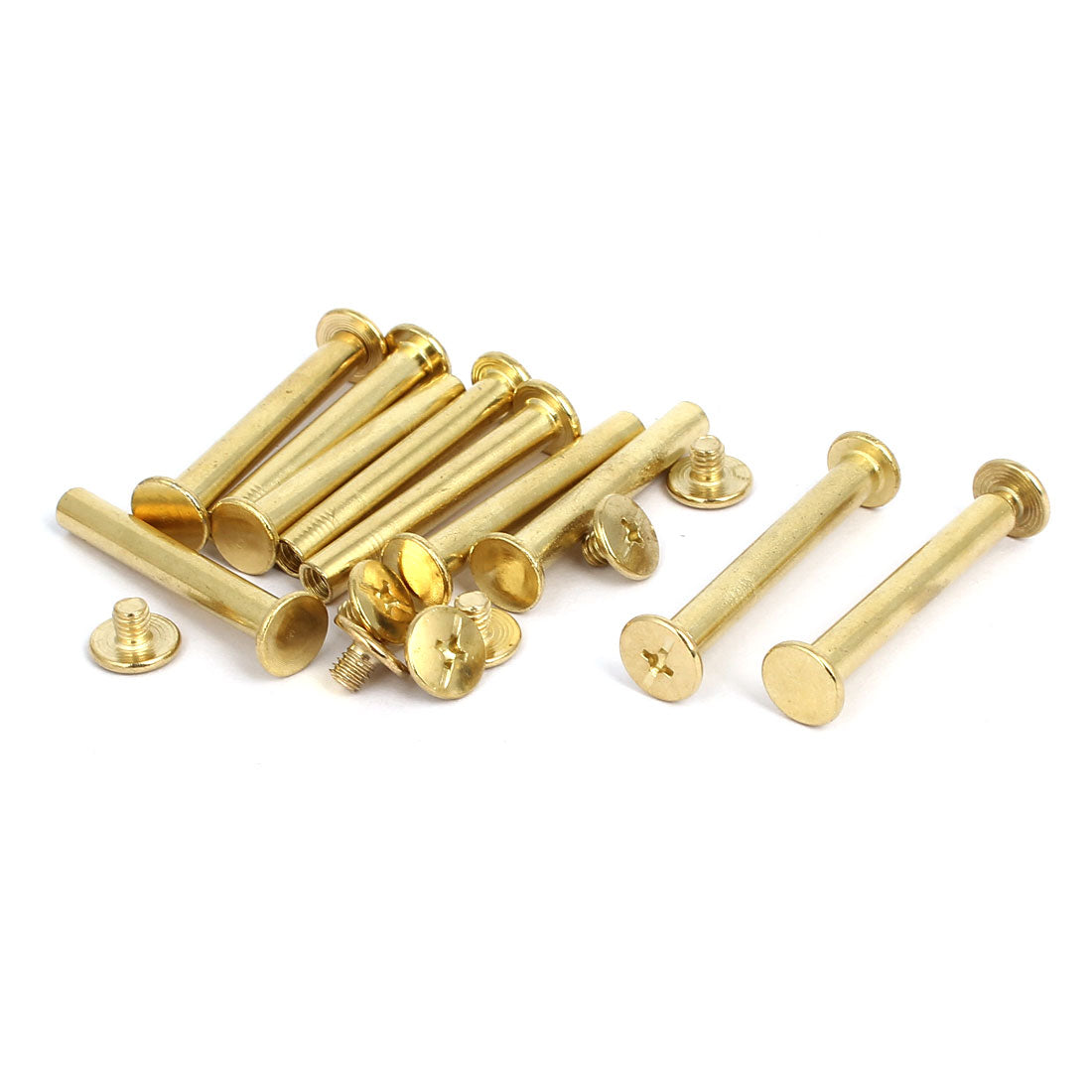 Uxcell M5x35mm Brass Plated Phillips Cap Binding Chicago Screws Posts ...
