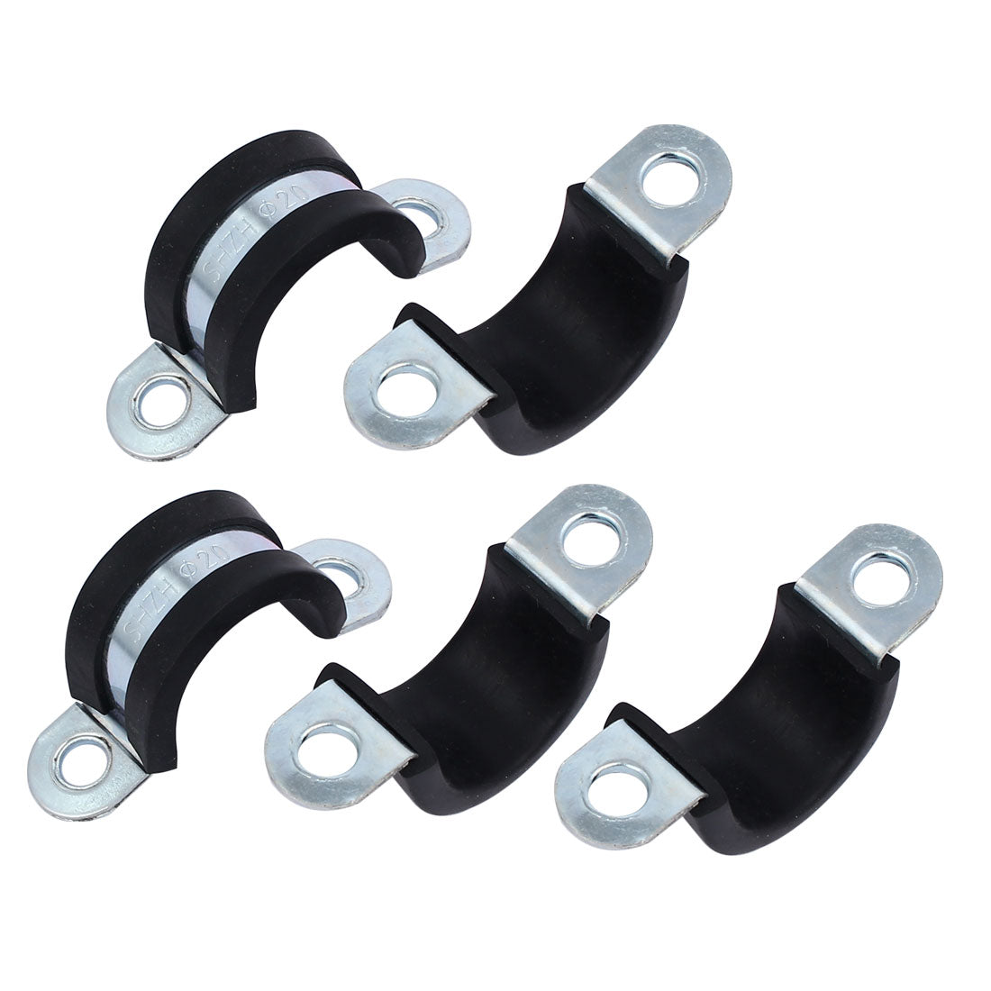 Uxcell M20 EPDM Rubber Lined U Shaped Pipe Tube Strap Clamps Clips ...