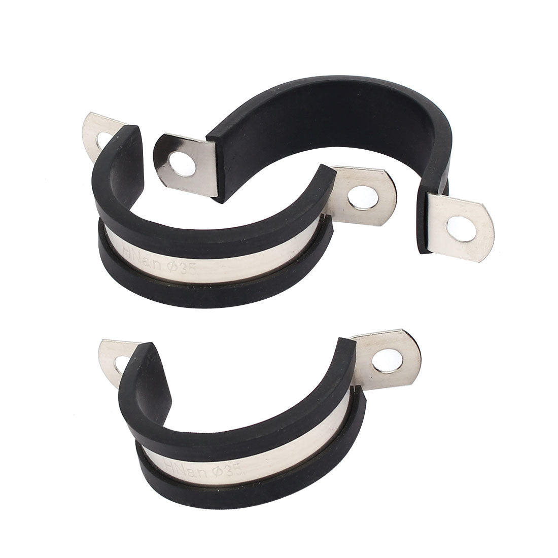 Uxcell 35mm Dia EPDM Rubber Lined U Shaped Pipe Tube Wire Clamps Clips ...