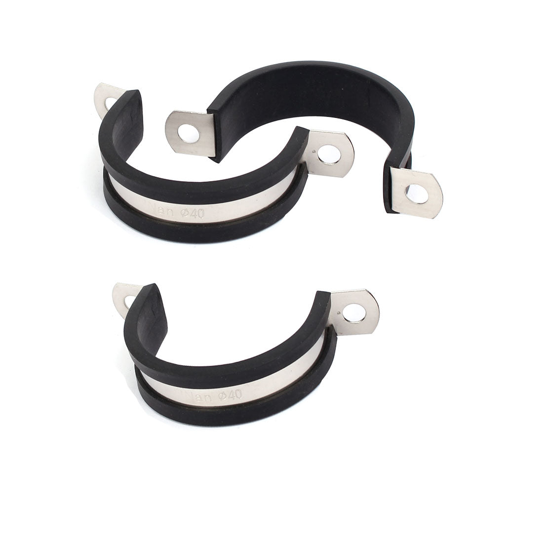 Uxcell 40mm Dia EPDM Rubber Lined U Shaped Pipe Tube Wire Clamps Clips ...