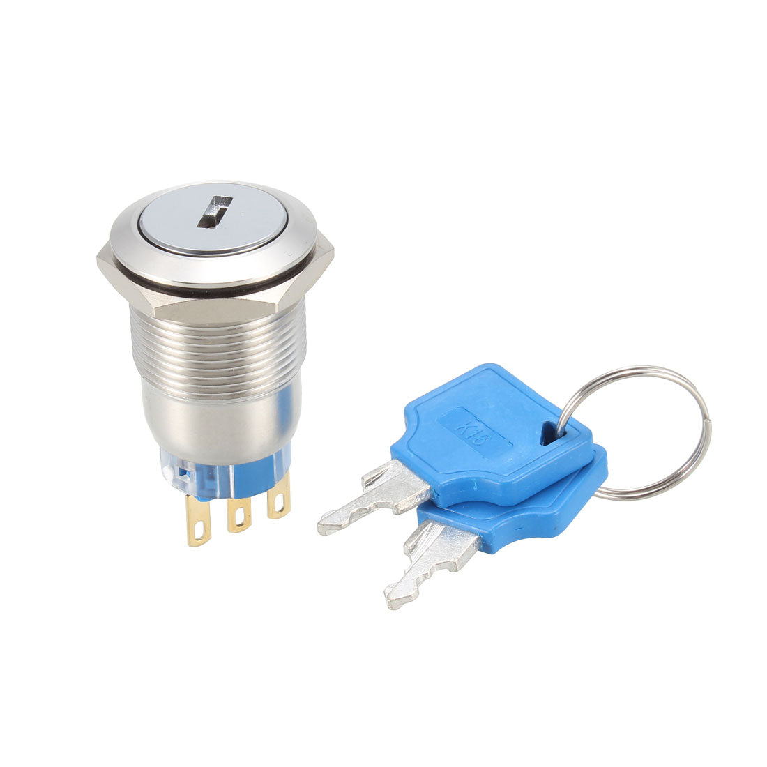 Uxcell 19mm Mounting Thread Waterproof Flat Round SPDT 1NO 1NC Latching ...