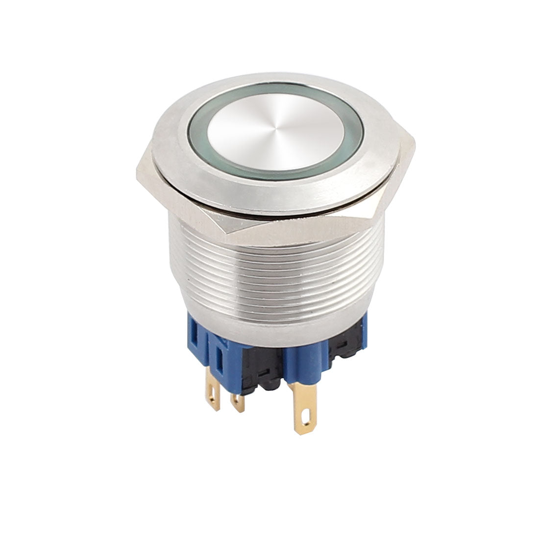 Uxcell 25mm Dia Flat Cap Momentary Stainless Steel Metal Push Button ...