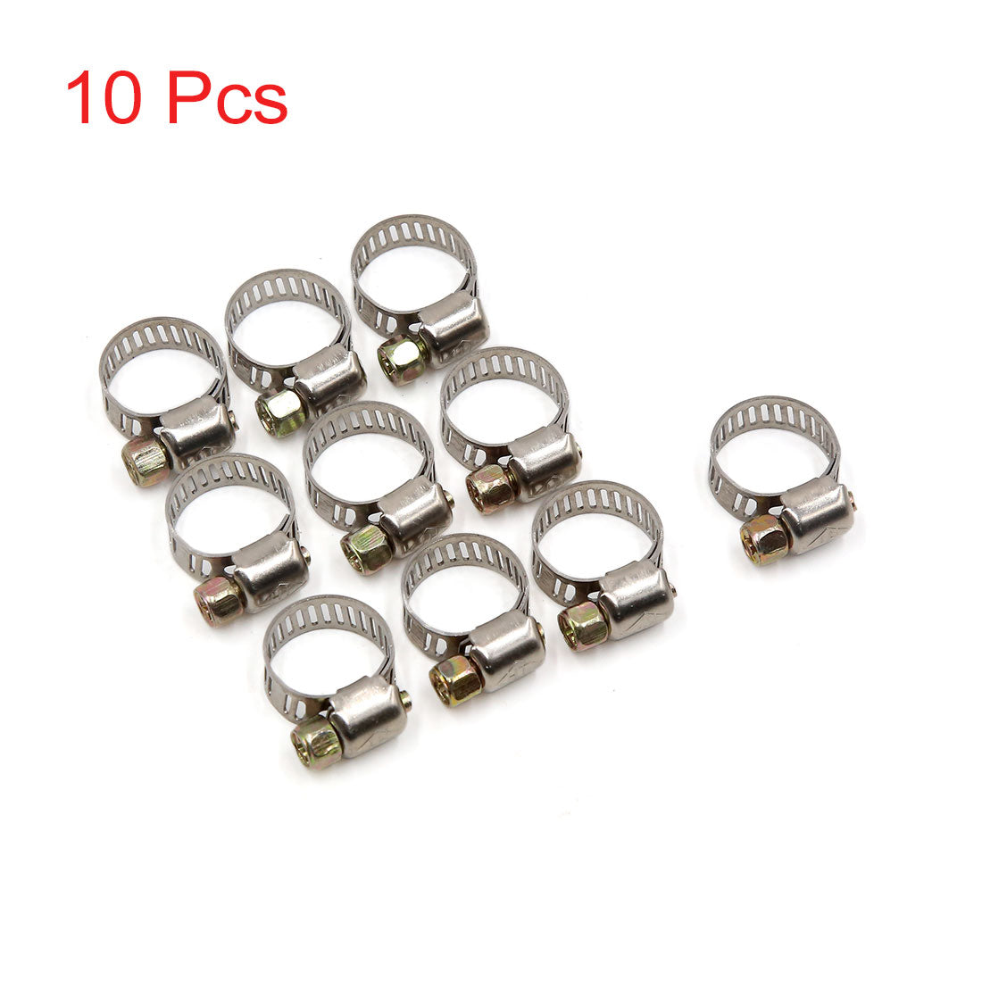 Uxcell 10 Pcs Stainless Steel Adjustable Hose Clamps Fuel Line Clips 9 ...