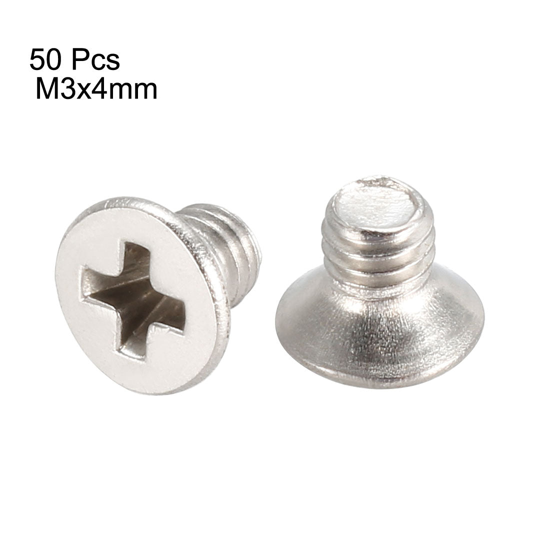 Uxcell 50pcs M3x4mm Stainless Steel Countersunk Flat Head Phillips Machine Screws Bolts | Harfington