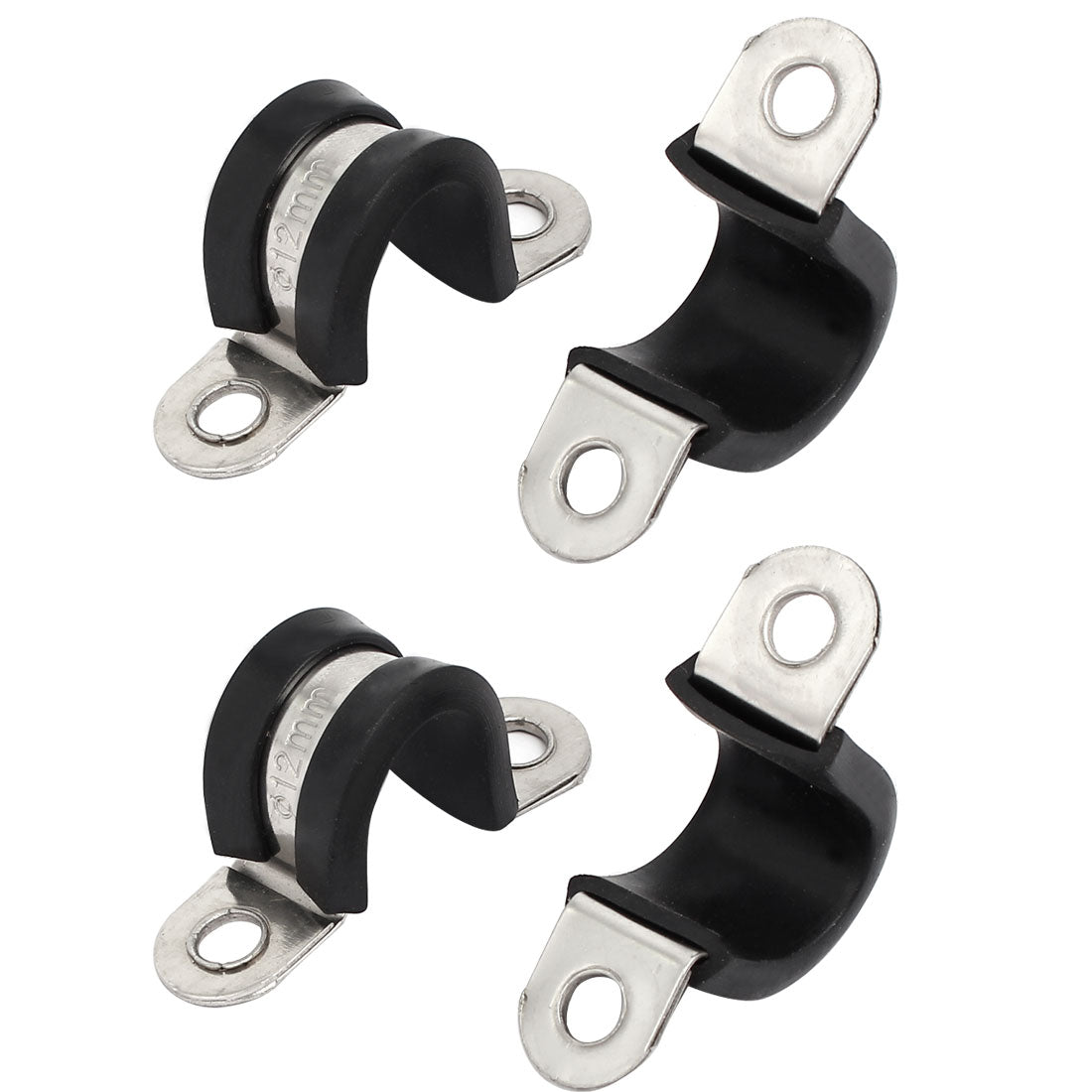 Uxcell 12mm Dia Rubber Lined U Shaped 304 Stainless Steel Pipe Clip ...