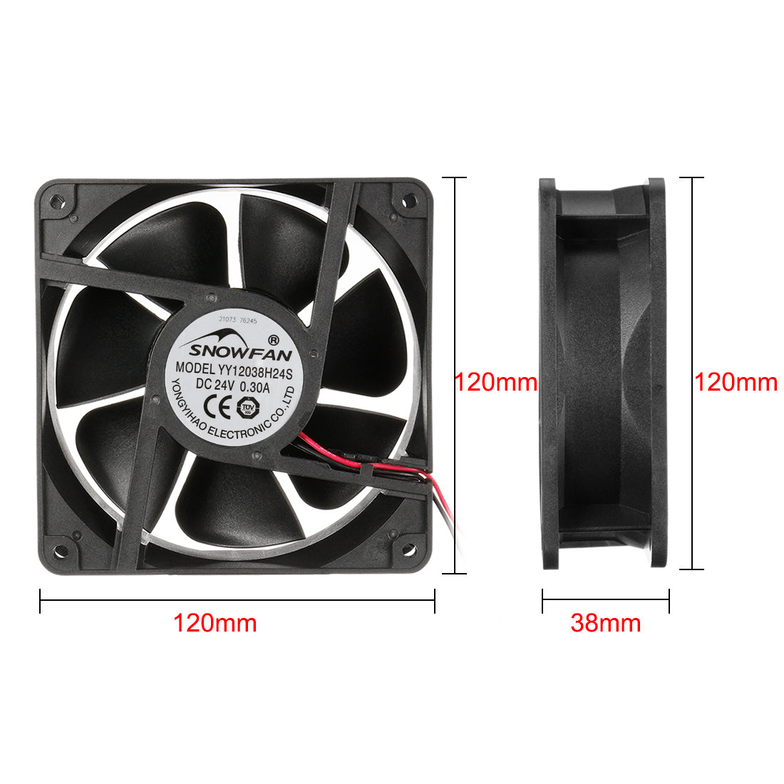 Uxcell 120mm x 38mm 24V DC Cooling Fan 115 CFM High Airflow Long Life ...