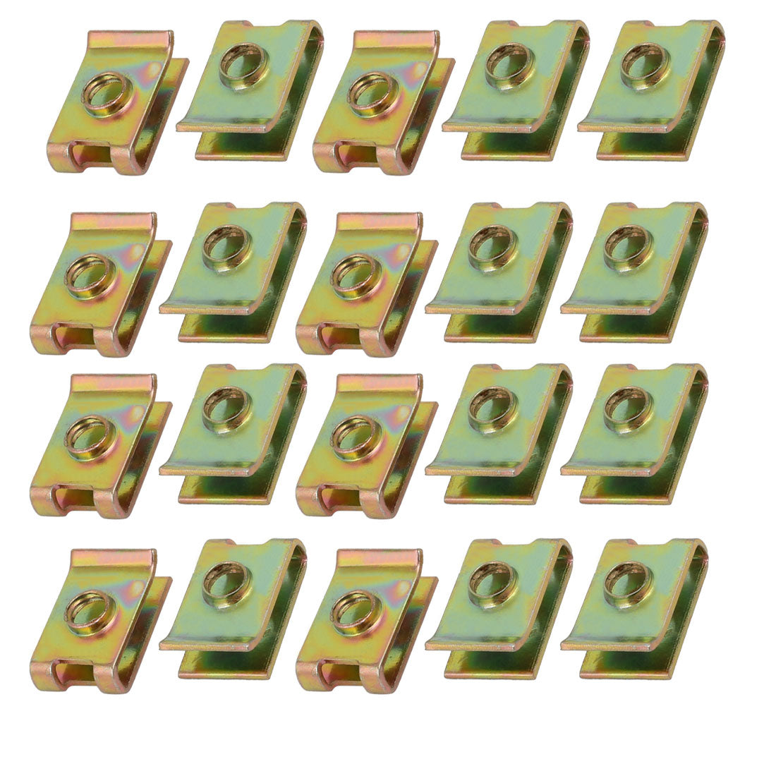 Uxcell 20pcs Spring Steel Speed Fastener Extruded U Nut Brass Tone for ...