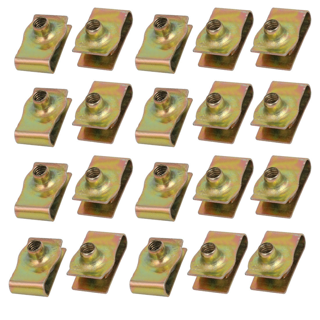 Uxcell 20pcs Spring Steel Speed Fastener U Nut Clip Brass Tone for M4 ...