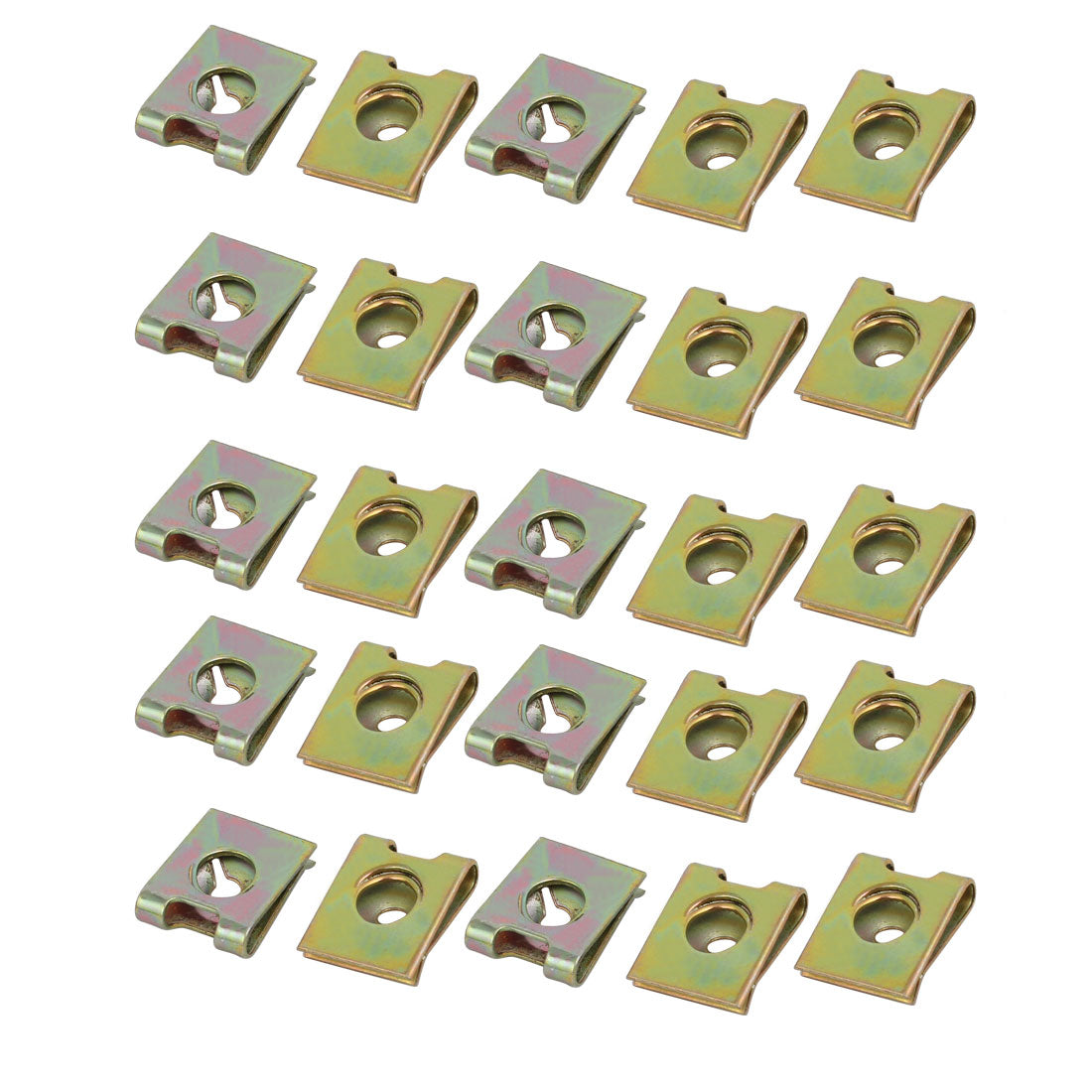 Uxcell 25pcs Spring Steel Speed Fastener U Nut Brass Tone for M3 / ST3 ...
