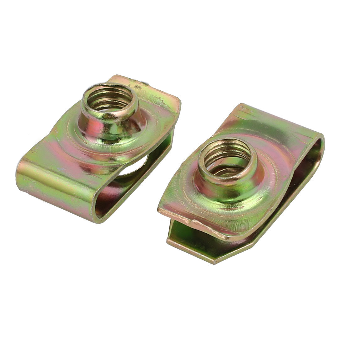 Uxcell 25pcs Spring Steel Speed Fastener Extruded U Nut Brass Tone for ...