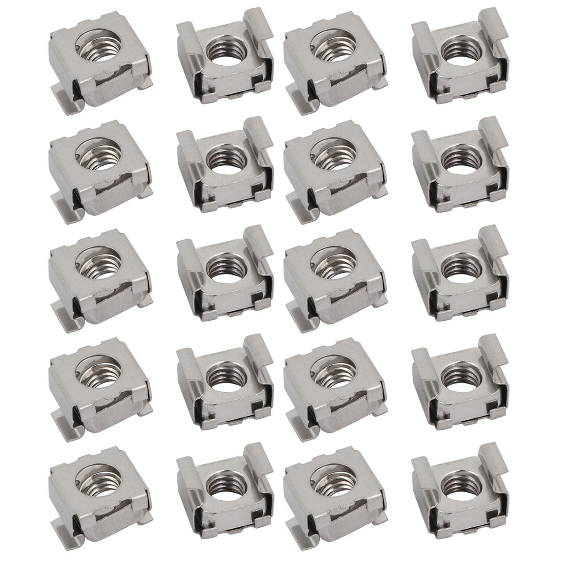 Uxcell 20pcs M6 Stainless Steel Cage Nut Silver Tone for Server Shelf ...