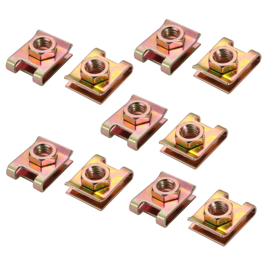 Uxcell 10pcs M6 Thread Size 65Mn Steel Zinc Plated Extruded U Nut Brass ...
