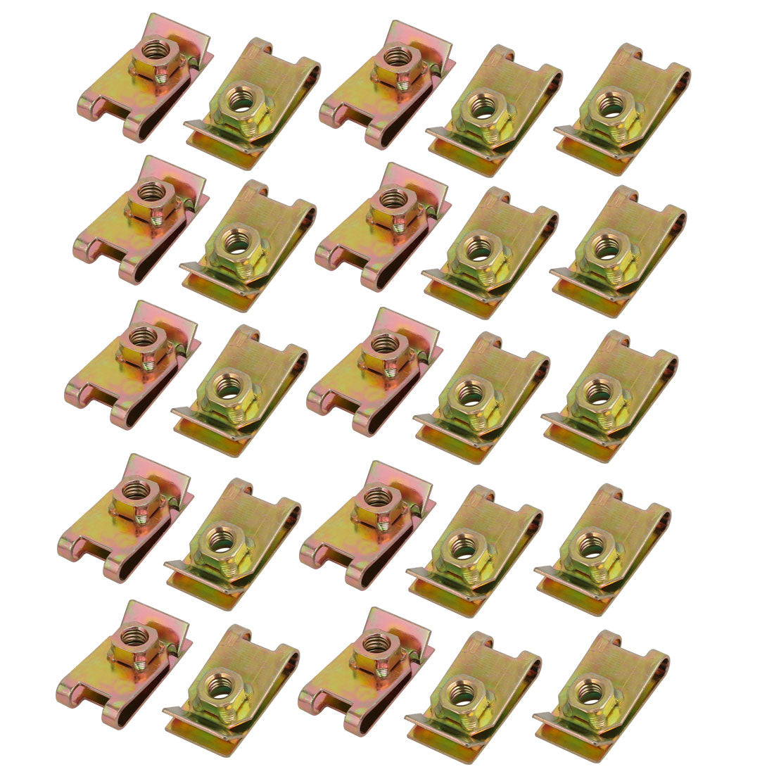 Uxcell 25pcs M6 Thread Size 65Mn Steel Zinc Plated Clip U Nut Brass ...