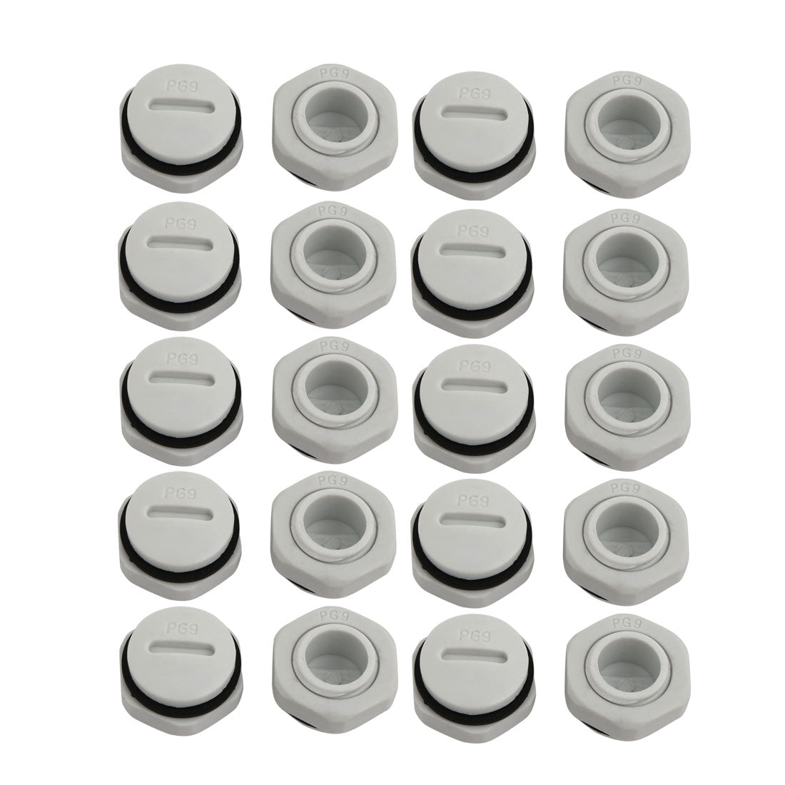 Uxcell 20pcs GLW-PG9 Nylon Threaded Cable Gland Cap Round Screw-in ...