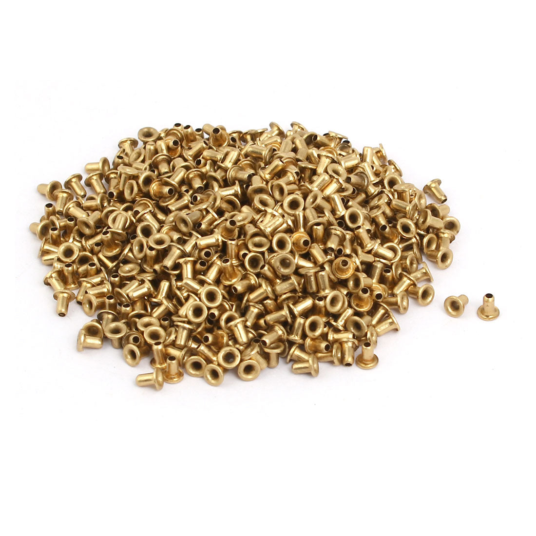 Uxcell 500pcs M1.5x2.5mm Brass Plated Metal Hollow Eyelets Rivets Gold ...