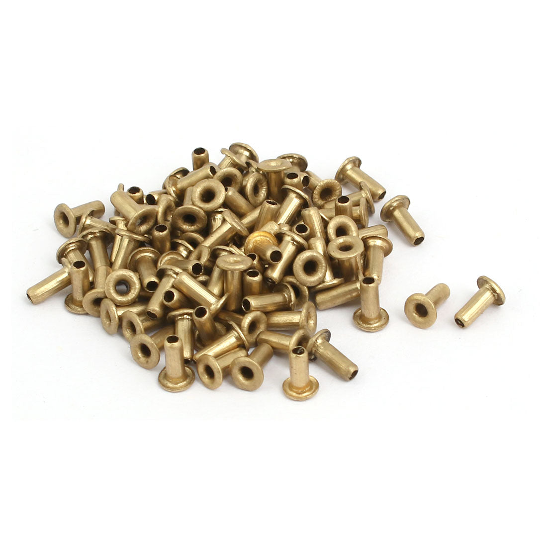 Uxcell 100pcs M2x5mm Brass Plated Metal Hollow Eyelets Rivets Gold Tone ...