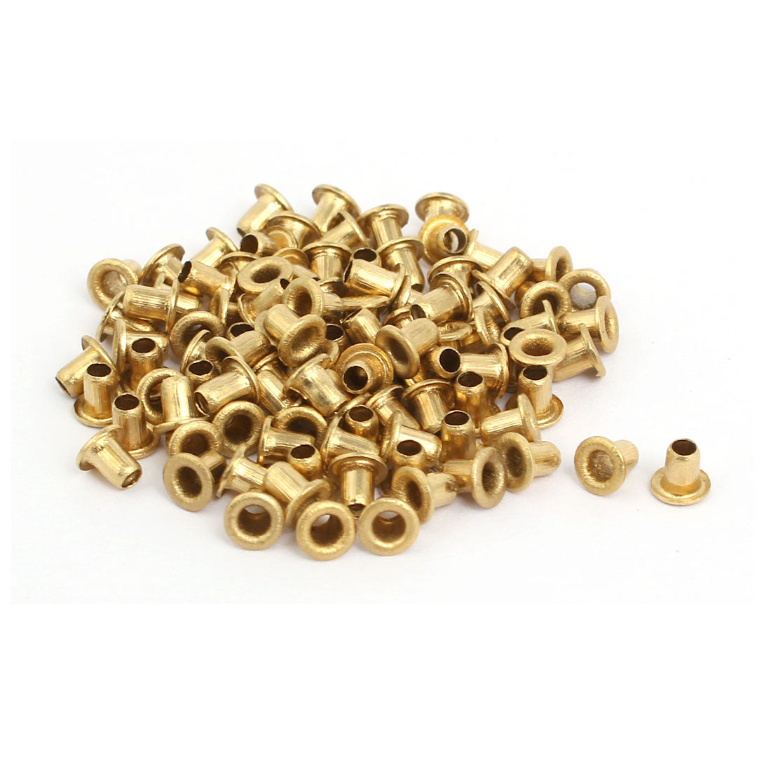 Uxcell 100pcs M2.3 x 3mm Brass Plated Metal Hollow Eyelets Rivets Gold ...