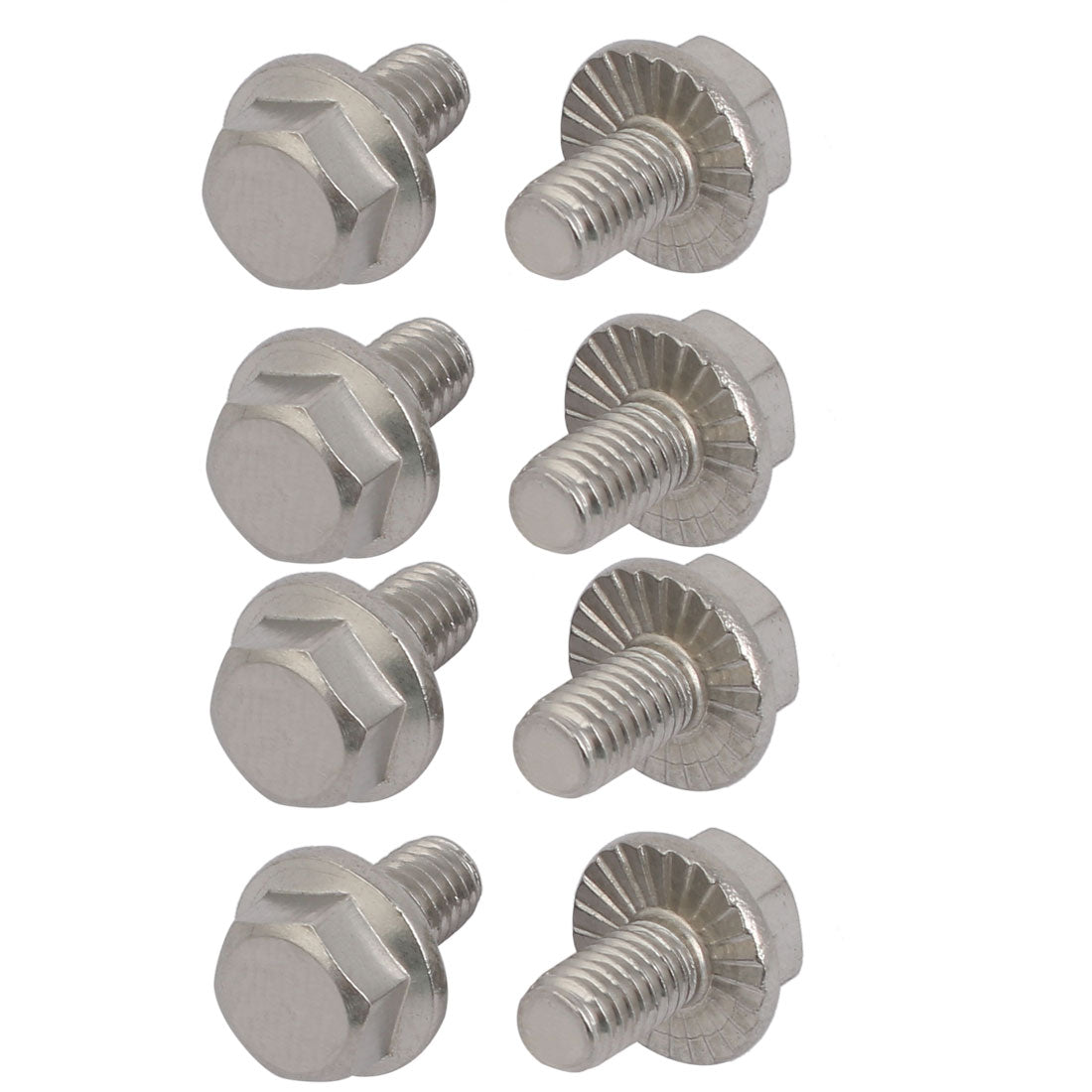 Uxcell M6x10mm Thread 304 Stainless Steel Hex Head Serrated Flange ...