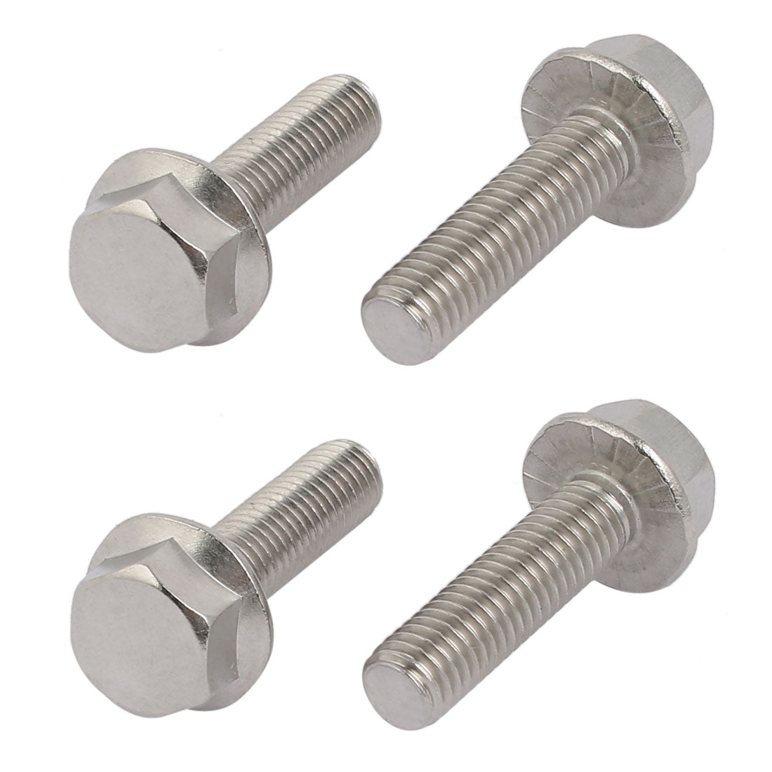 Uxcell M8x30mm Thread 304 Stainless Steel Hex Head Serrated Flange ...
