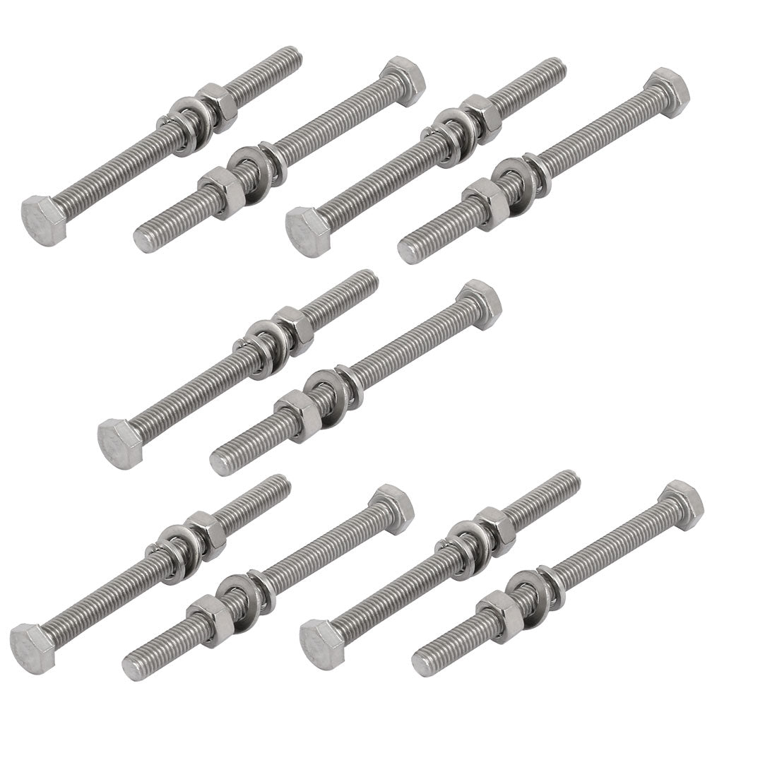 Uxcell 10pcs 304 Stainless Steel M5x70mm Hex Bolts w Nuts and Washers ...