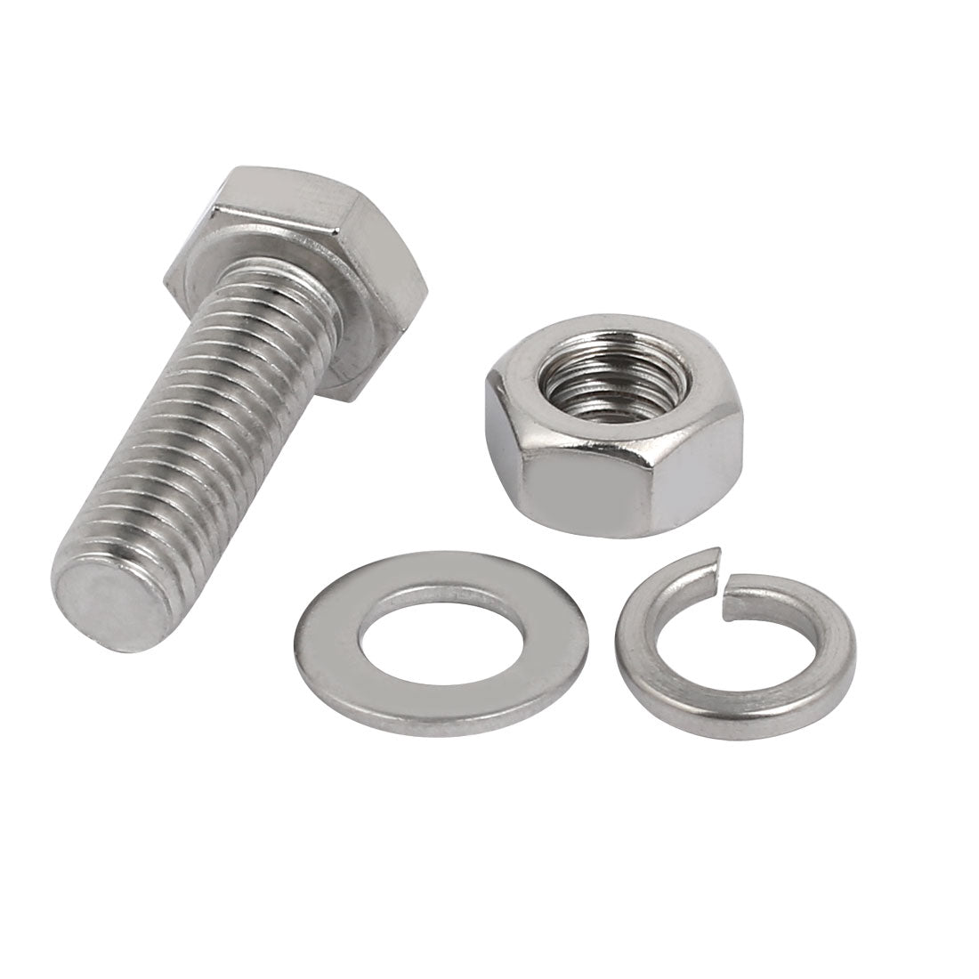 Uxcell 10 Set M8x30mm 304 Stainless Steel Hex Bolts w Nuts and Washers ...