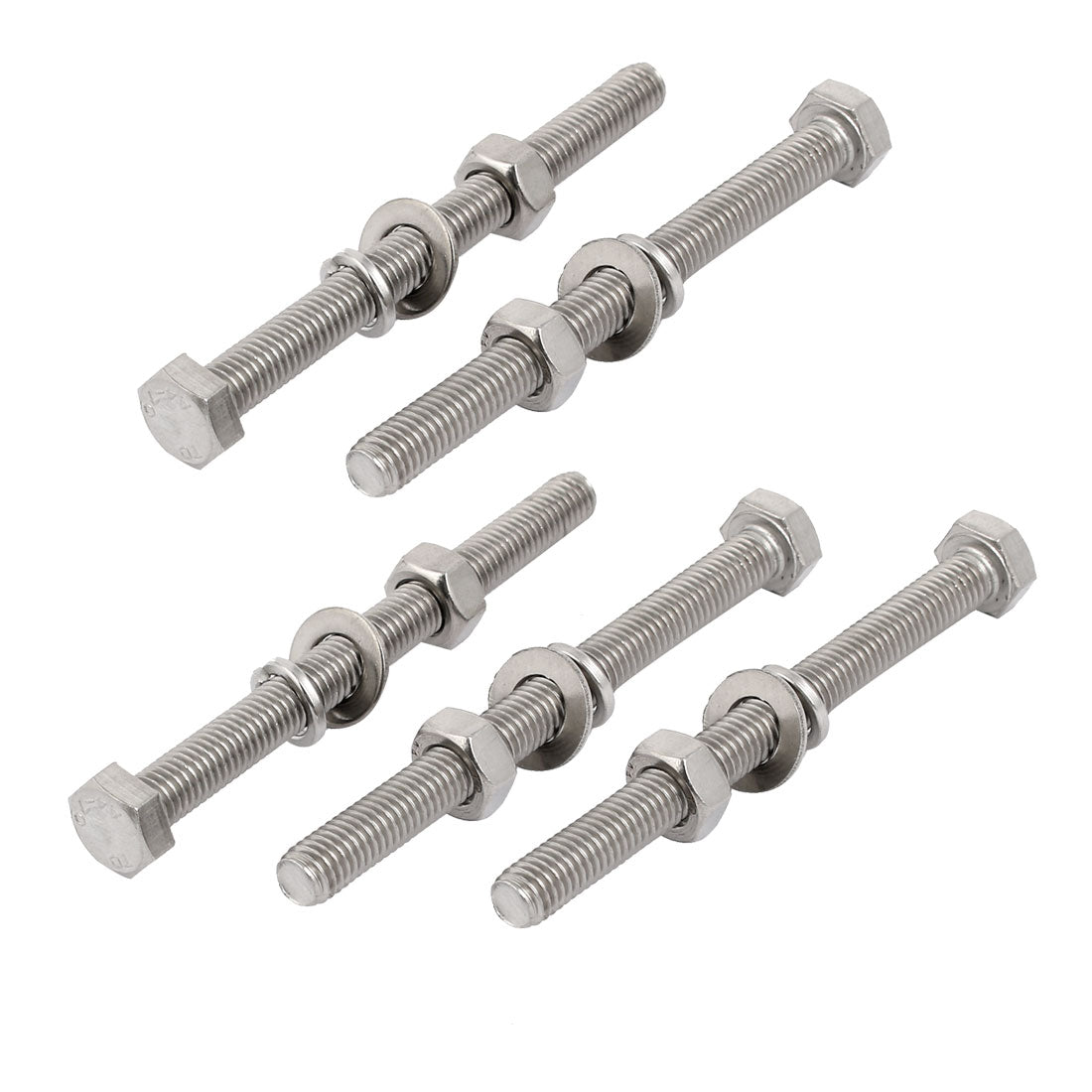 Uxcell 5 Set M8x100mm 316 Stainless Steel Hex Bolts w Nuts and Washers ...