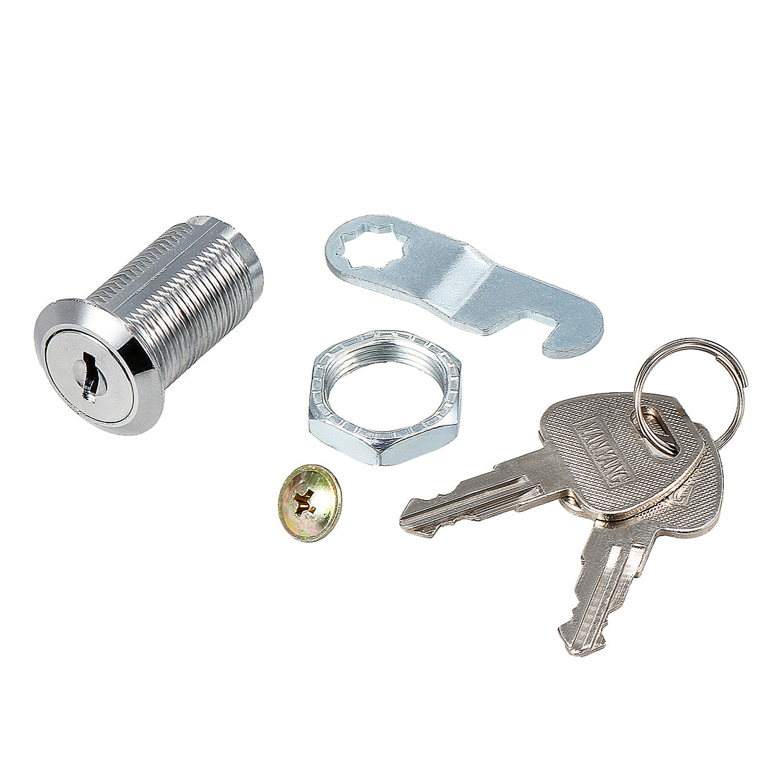 Uxcell 1-1/8" Cylinder Zinc Alloy Chrome Plated Hooked Cam Lock w Key ...