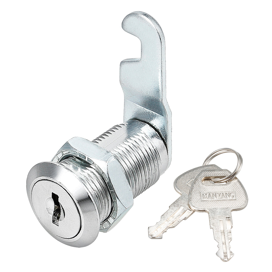 Uxcell 1-1/8" Cylinder Zinc Alloy Chrome Plated Hooked Cam Lock w Key ...