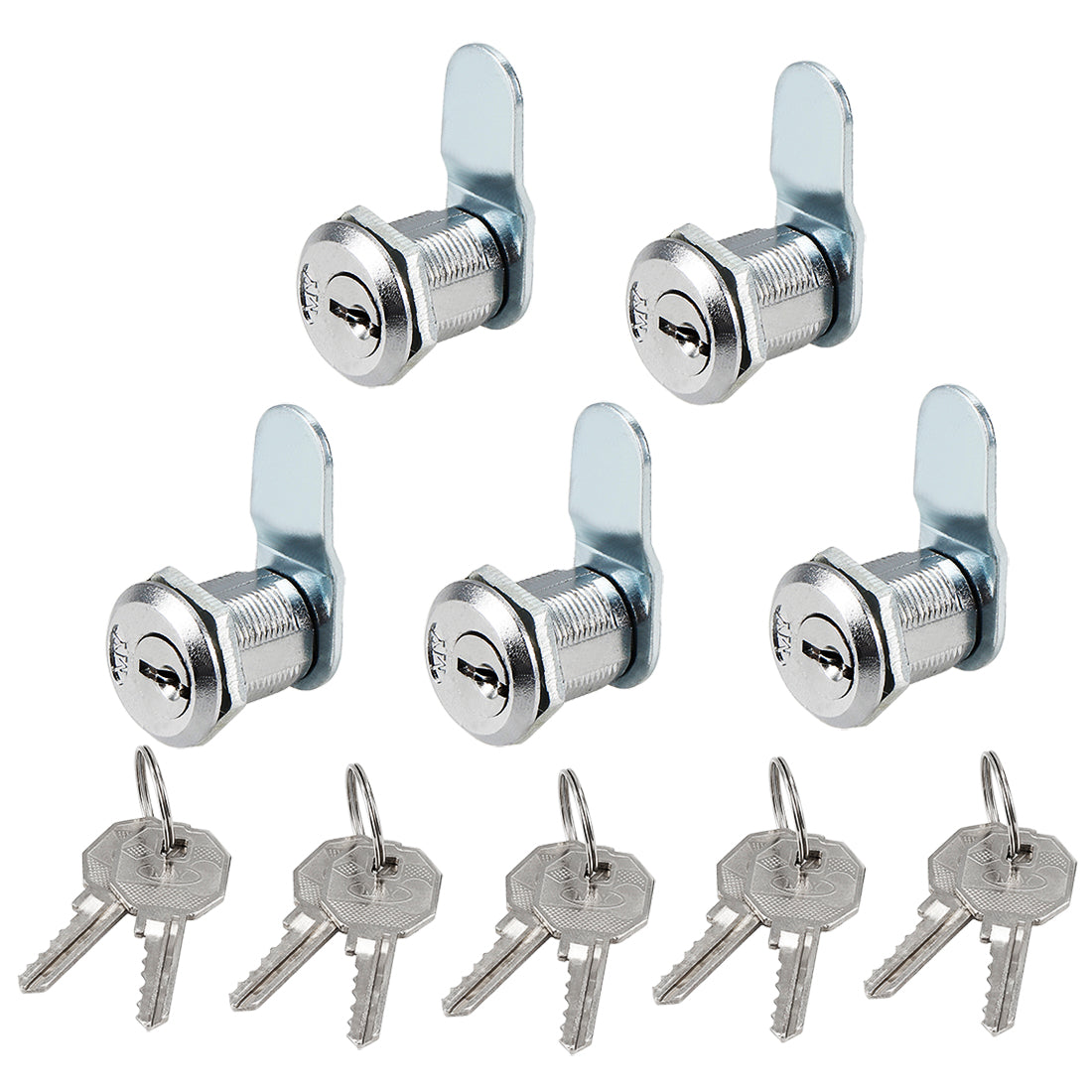 Uxcell 5pcs 20mm Cylinder 33mm Cam Zinc Alloy Chrome Plated Cam Lock w ...