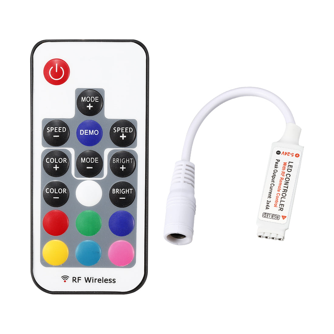Uxcell DC 5-24V Mini LED Controller Dimmer 17Keys RF Remote Control for ...