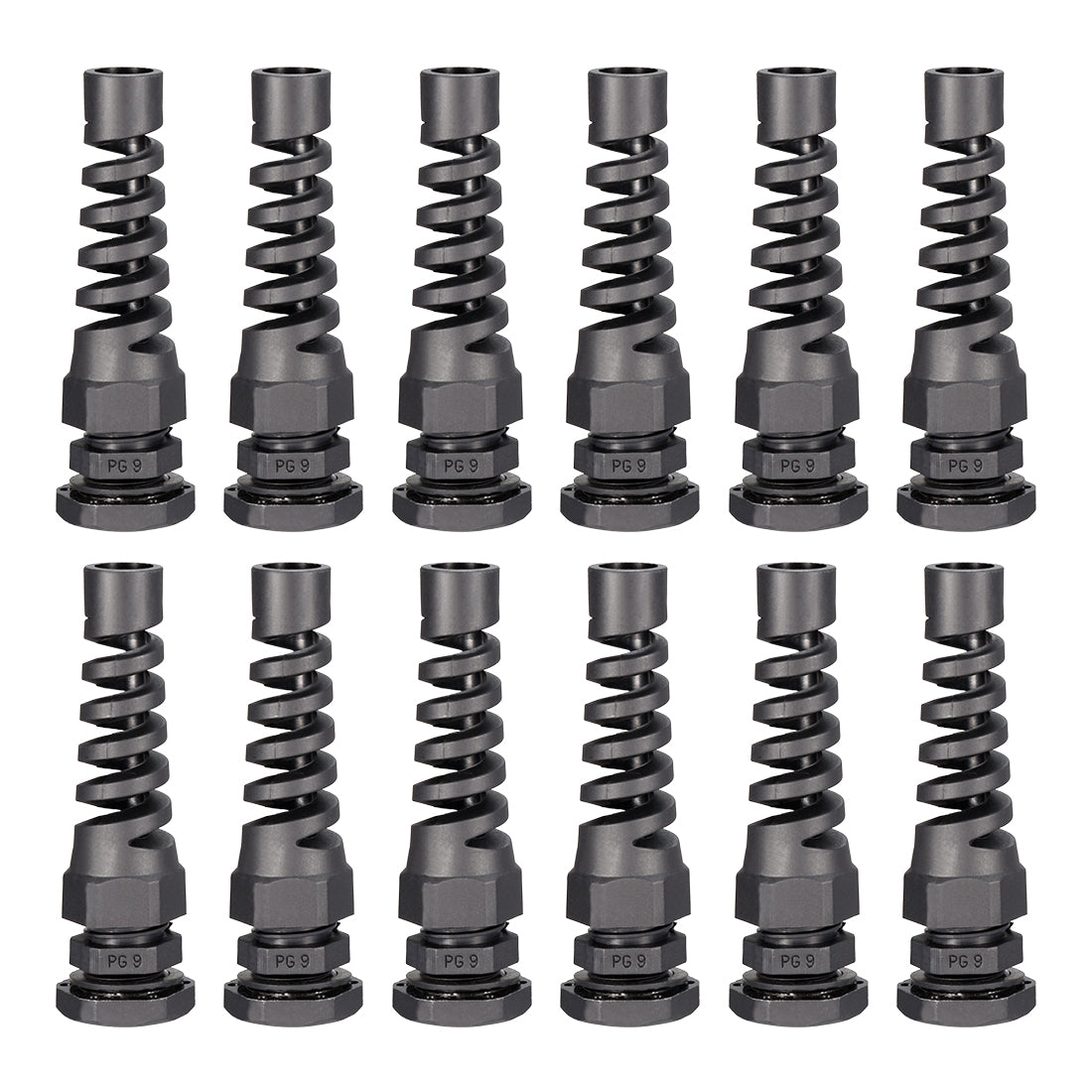 Uxcell 12Pcs PG9 Cable Gland Black Waterproof Plastic Joint with Strain ...