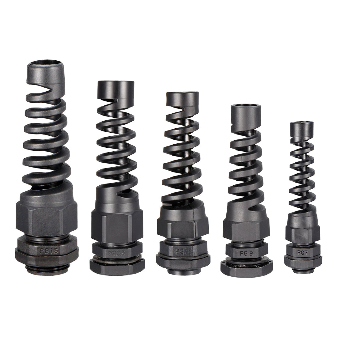 Uxcell 25Pcs PG7 PG9 PG11 PG13.5 PG16 Cable Gland Black Waterproof ...
