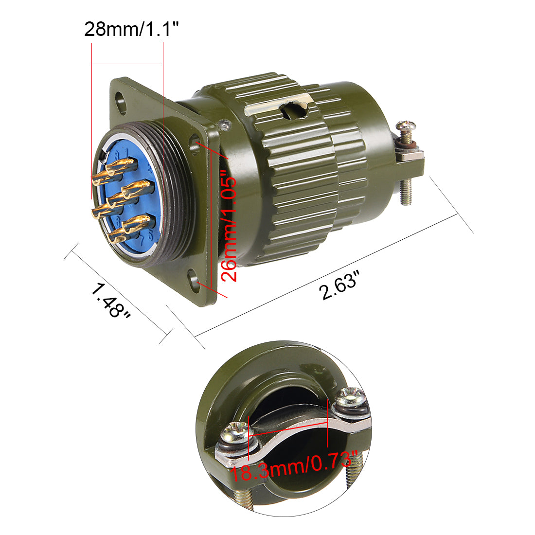 Uxcell Aviation Connector, 28mm 7P 25A 500V YP28-7 Waterproof Male Wire Panel Power Chassis ...