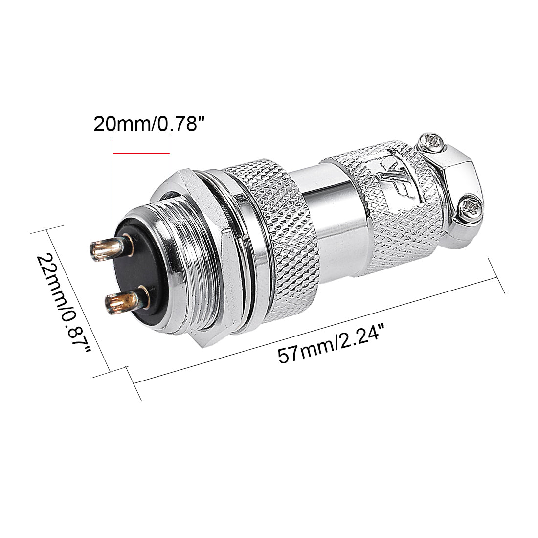 Uxcell Aviation Connector, M20 2P 20A 250V M20-2 Waterproof Male Wire ...