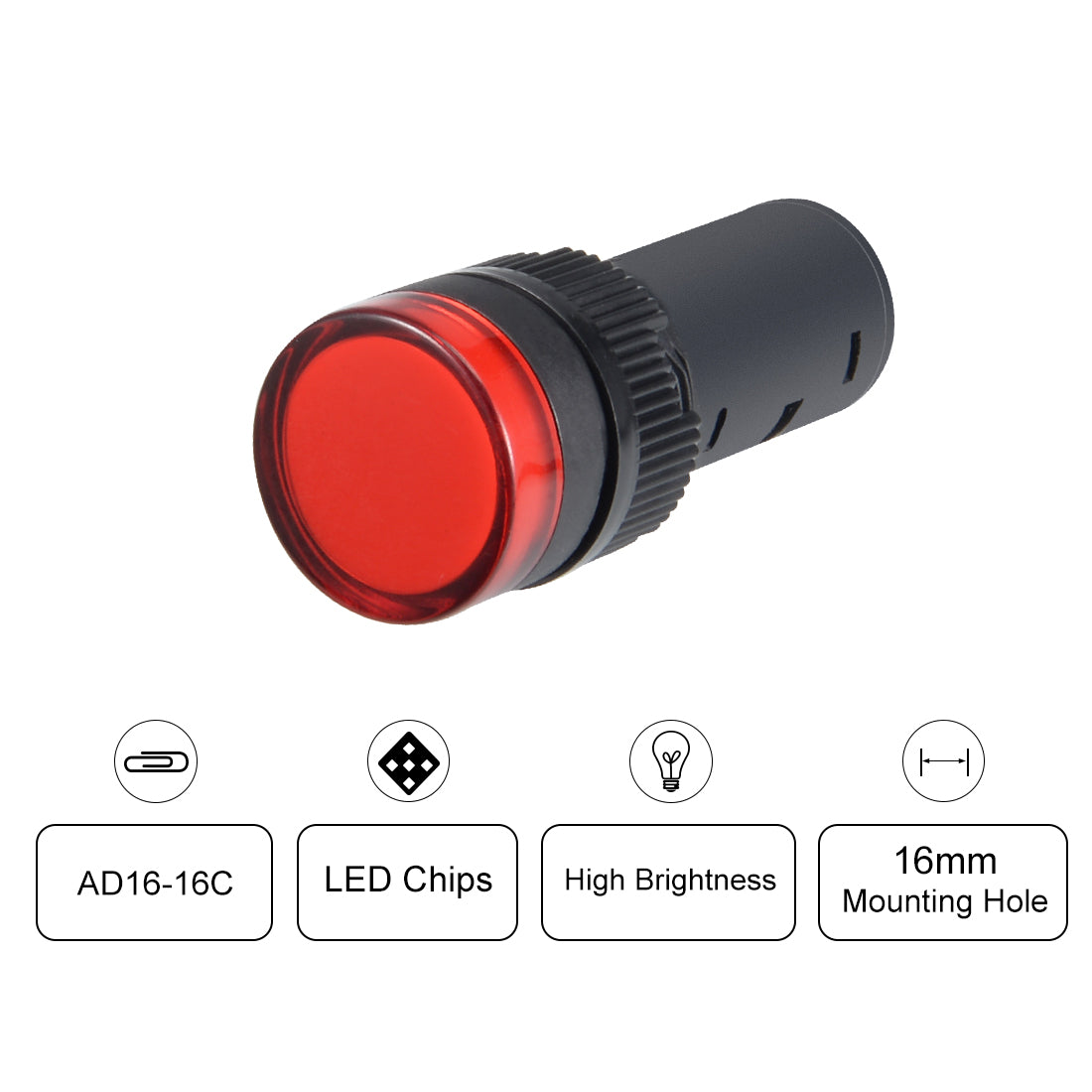 Uxcell Indicator Lights AC/DC 24V Pilot Light Red LED, Flush Panel ...