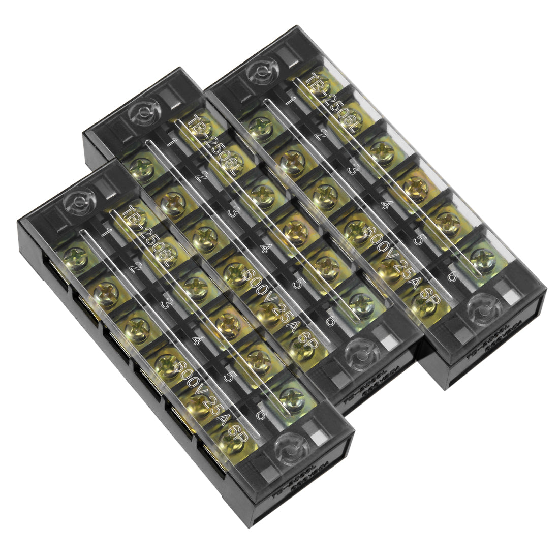 Uxcell 3 Pcs Dual Rows 6 Positions 600V 25A Cable Barrier Block ...