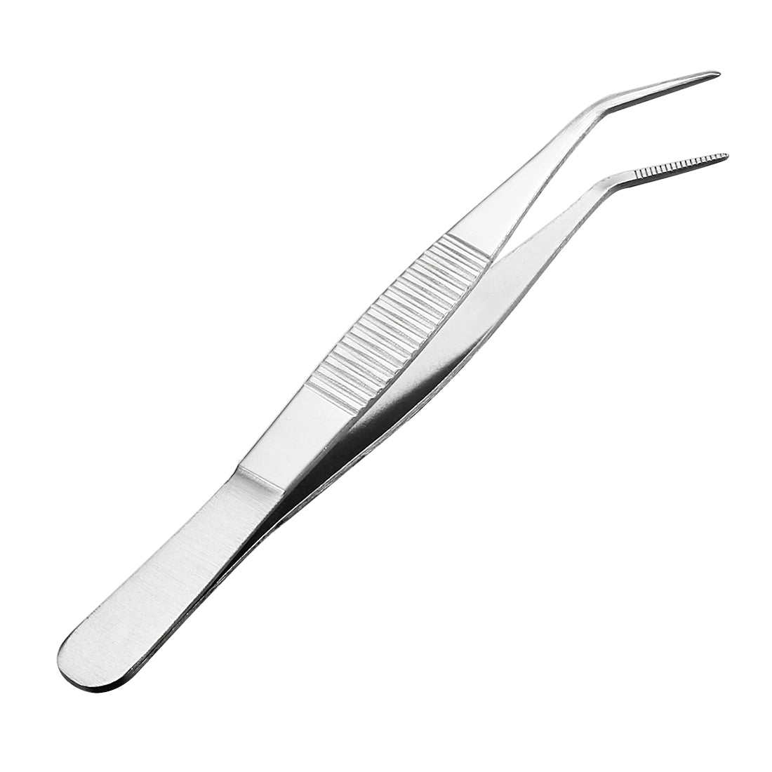 Uxcell 5-Inch Stainless Steel Tweezers with Curved Pointed Serrated Tip ...
