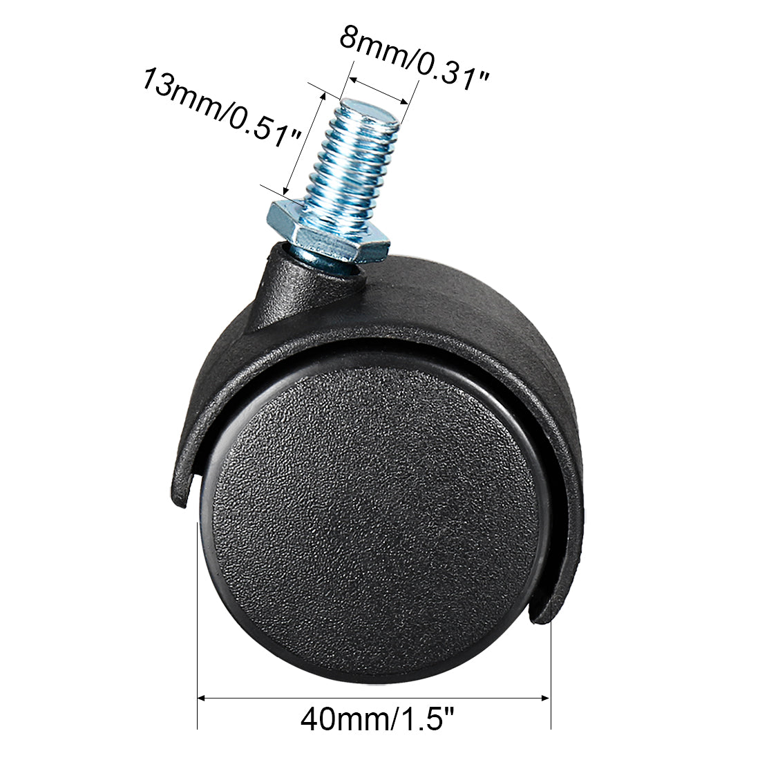 Uxcell 1.5 Inch Swivel Caster Wheels Nylon 360 Degree Threaded Stem ...