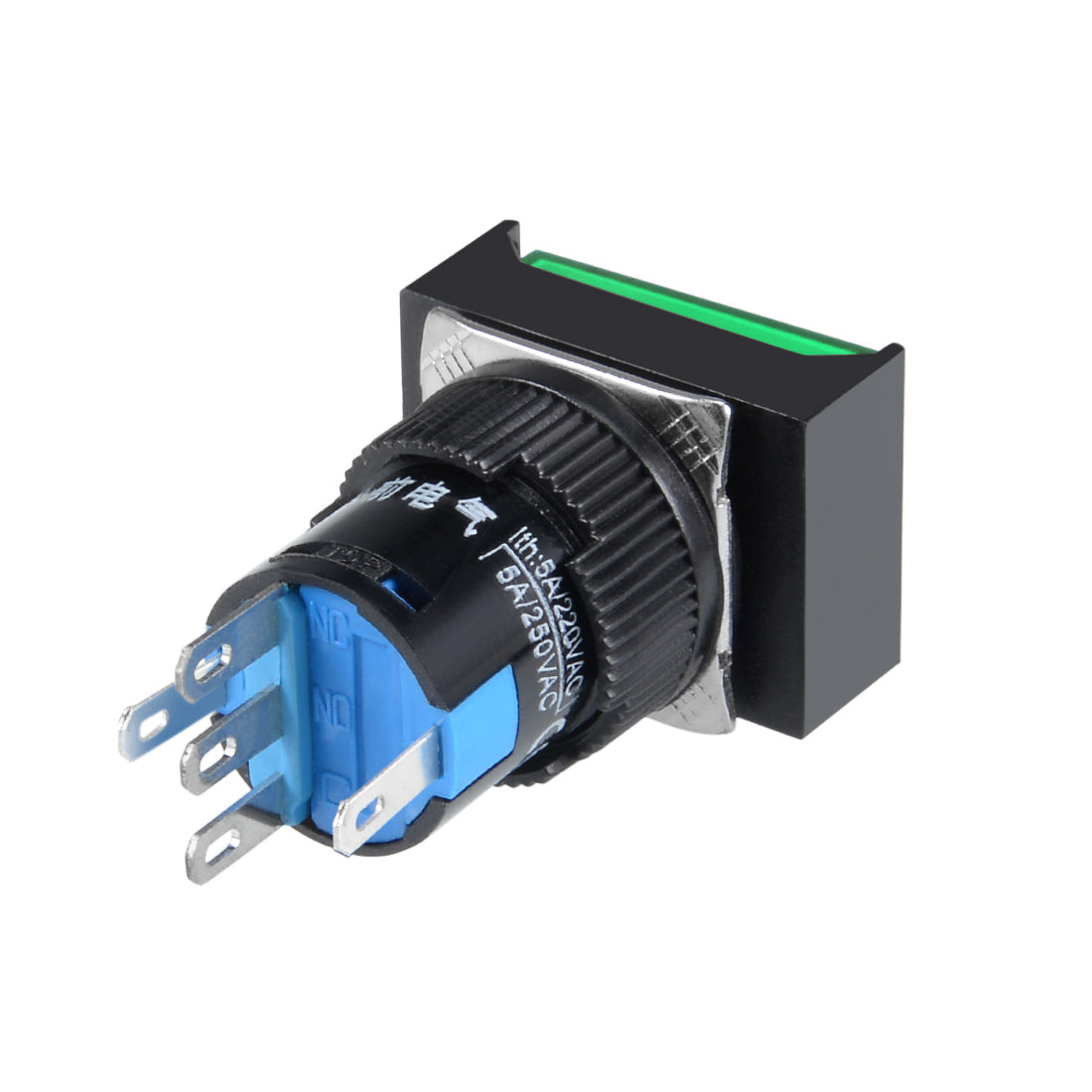 Uxcell 16mm Momentary Push Button Switch Green LED Light Square Button ...