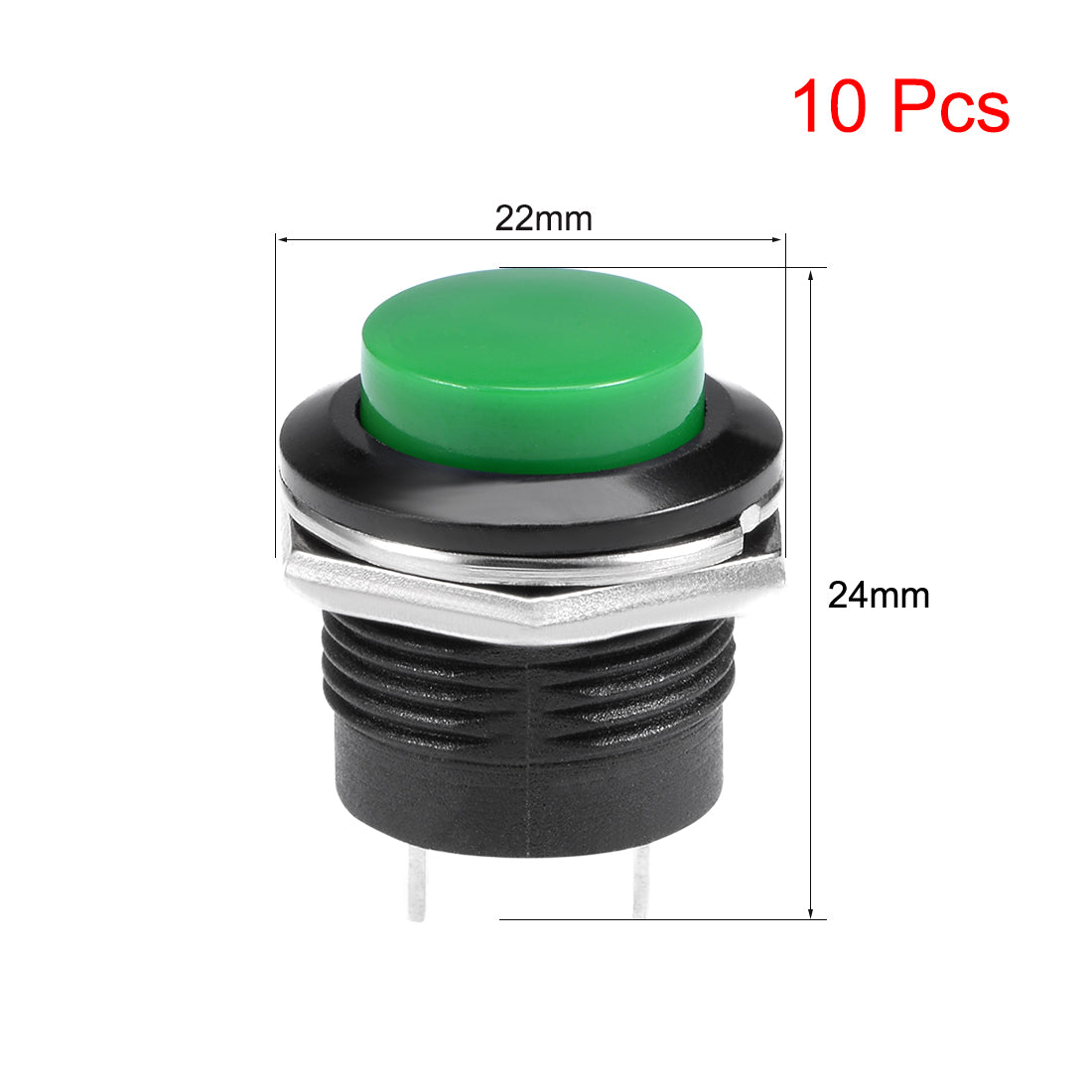 Uxcell 10Pcs,16mm Green Momentary Push Button Switch Round Raised ...
