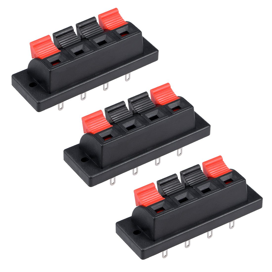 Uxcell 3pcs 4 Way Jack Socket Spring Push Release Connector Speaker ...