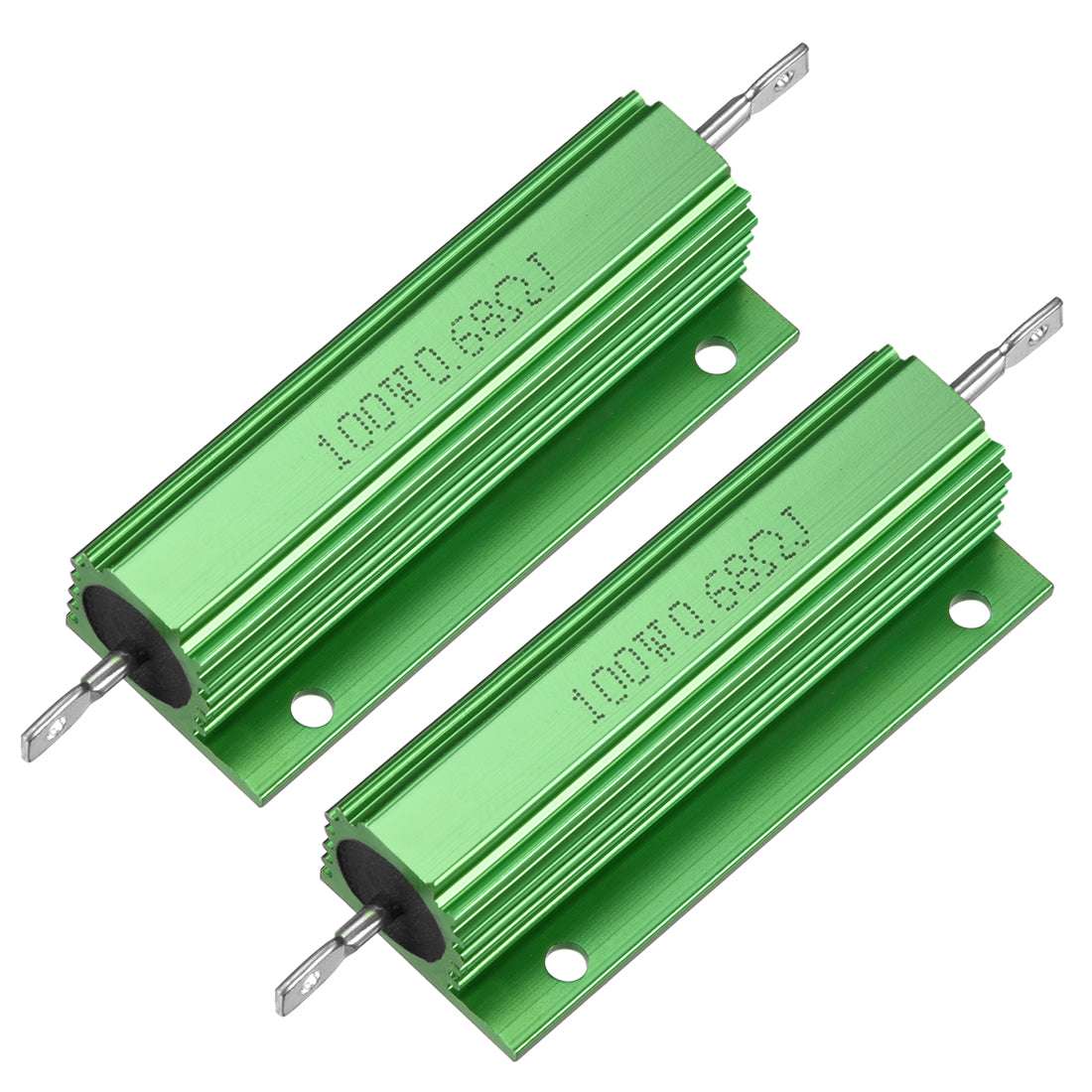 Uxcell 2 Pcs Aluminum Case Resistor 100W 0.68 Ohm Wirewound Green for ...