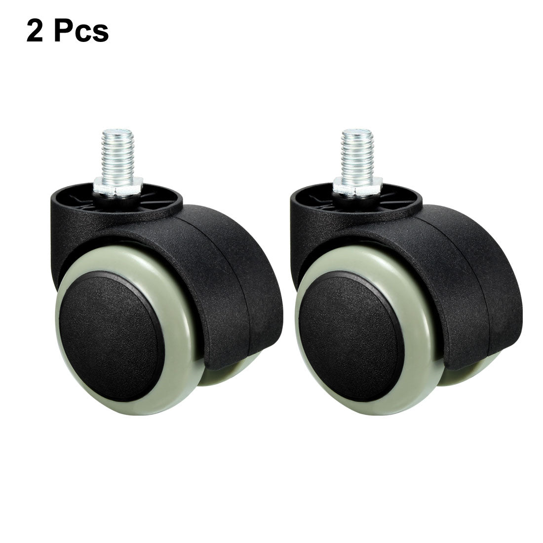 Office Chair Casters Wheels PU Twin Wheel Threaded Stem Rotate Caster ...