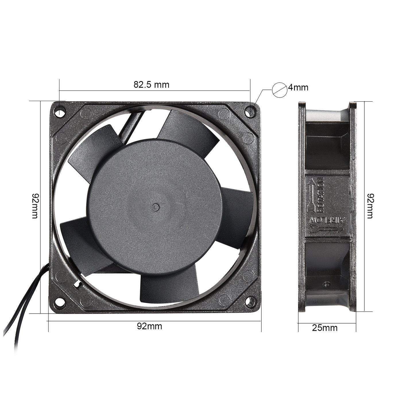 Uxcell Cooling Fan 92mm x 92mm x 25mm SF9225AT AC 110V/120V 0.14A Long ...