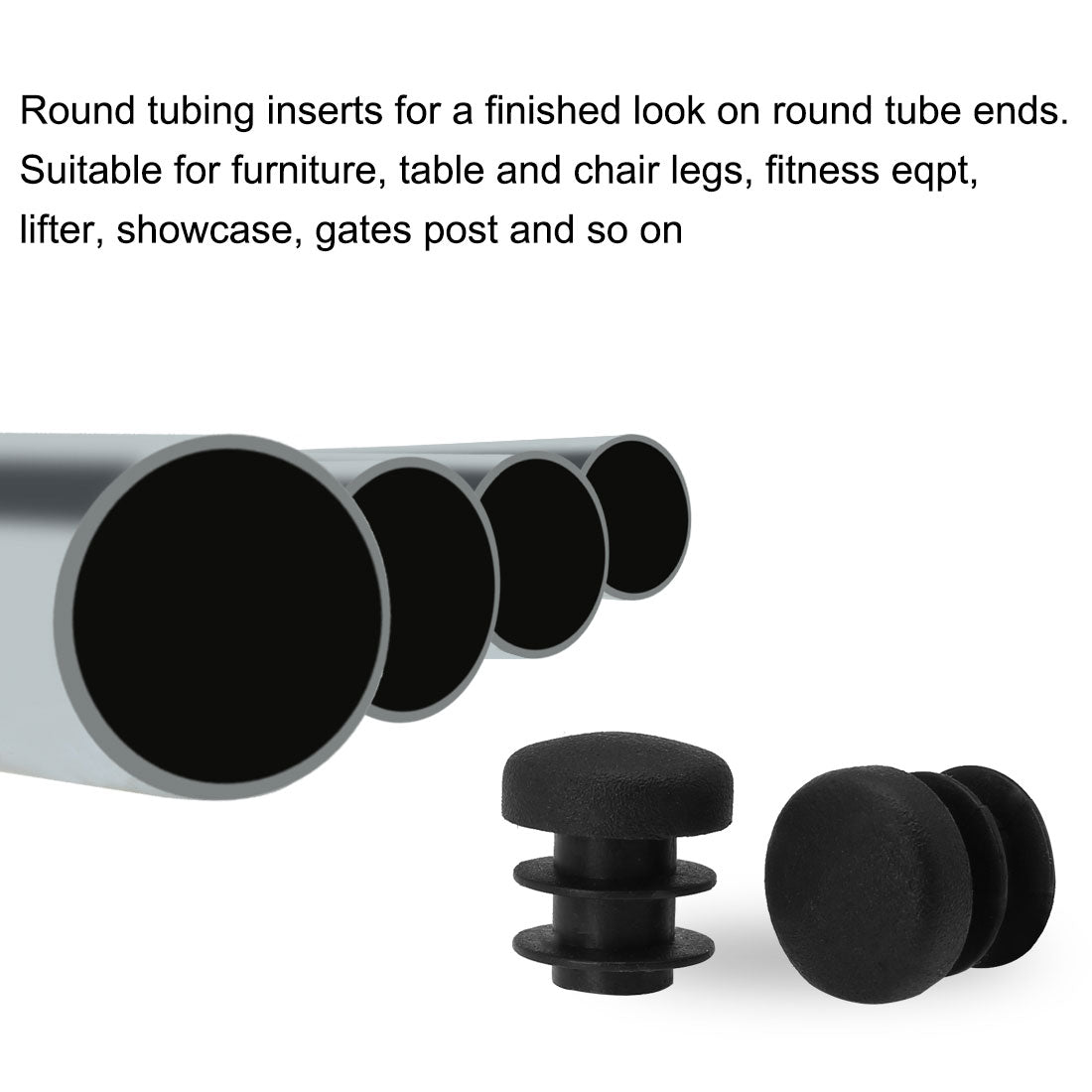 Uxcell 1/2" 14mm OD Plastic Round Tube Ribbed Inserts End Cover Caps ...