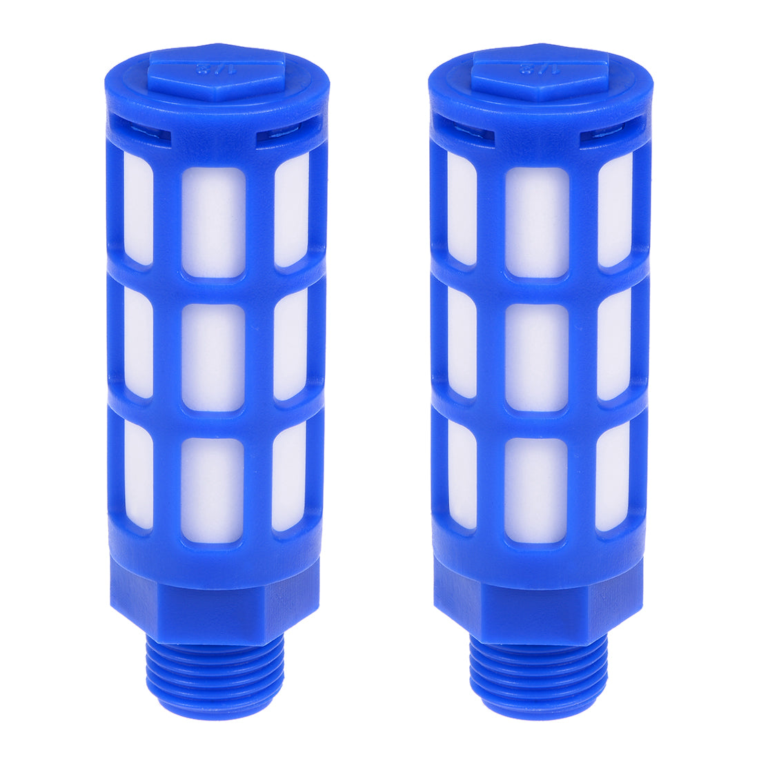 Uxcell Plastic Pneumatic Muffler Exhaust Air Line Silencer 1/2 PT Blue ...