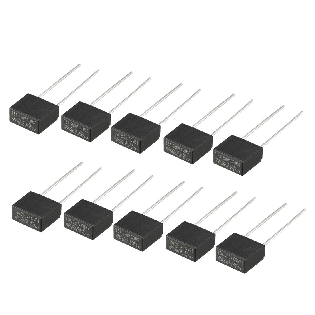 Uxcell 10Pcs DIP Mounted Miniature Square Slow Blow Micro Fuse T5A 5A ...
