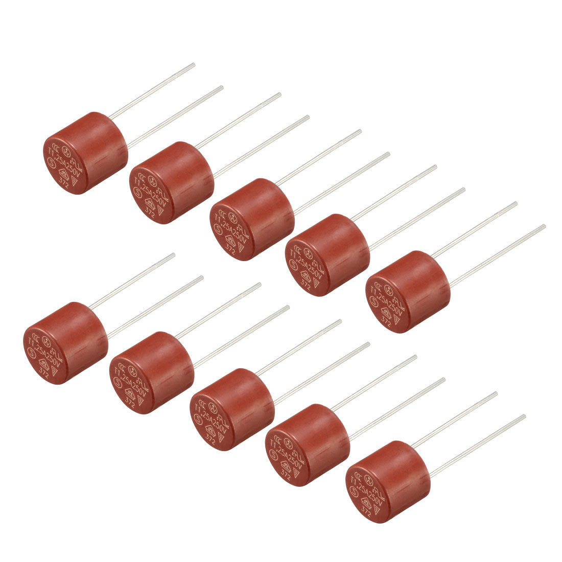 Uxcell 10Pcs DIP Mounted Miniature Cylinder Slow Blow Micro Fuse T1.25A ...
