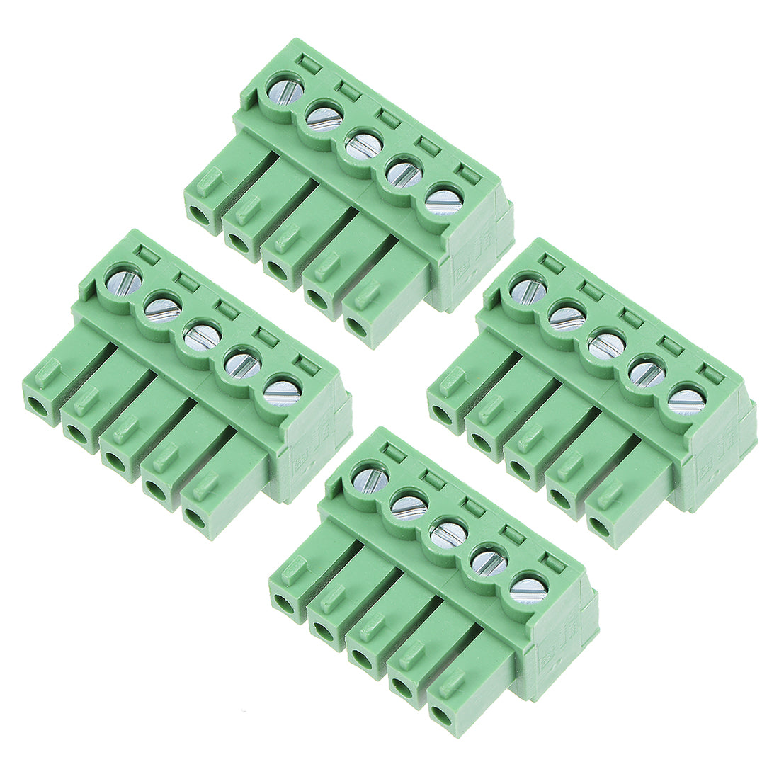 Uxcell 4Pcs AC300V 8A 3.81mm Pitch 5P Flat Angle Needle Seat Insert-In ...